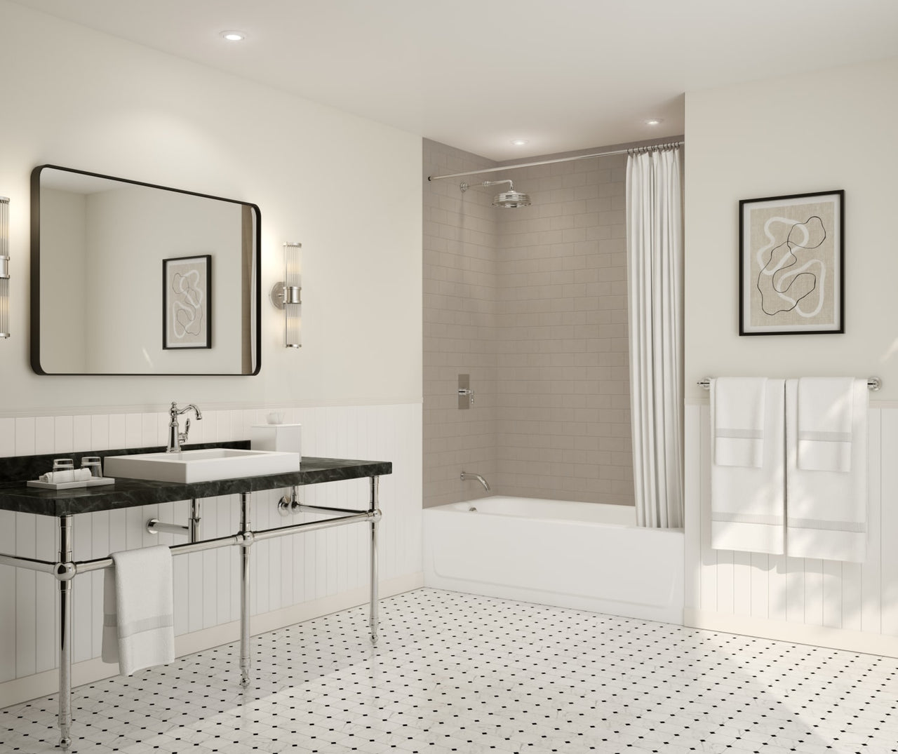 36" x 36" x 72" Swanstone 3x6 Subway Tile Shower Wall Kit